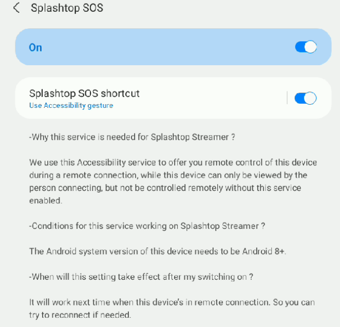 SOS SPLASHTOP Handheld Minimate Connection