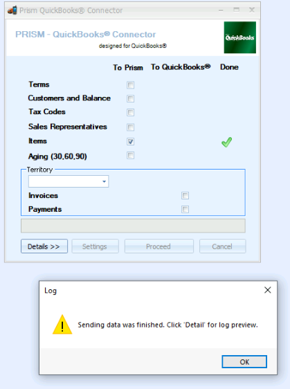 QuickBooks Connector- running the connector